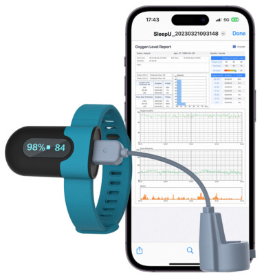 SleepU Pulse Oximeter Oxygen Monitor Bluetooth Tracking SpO2 Heart Rate ...