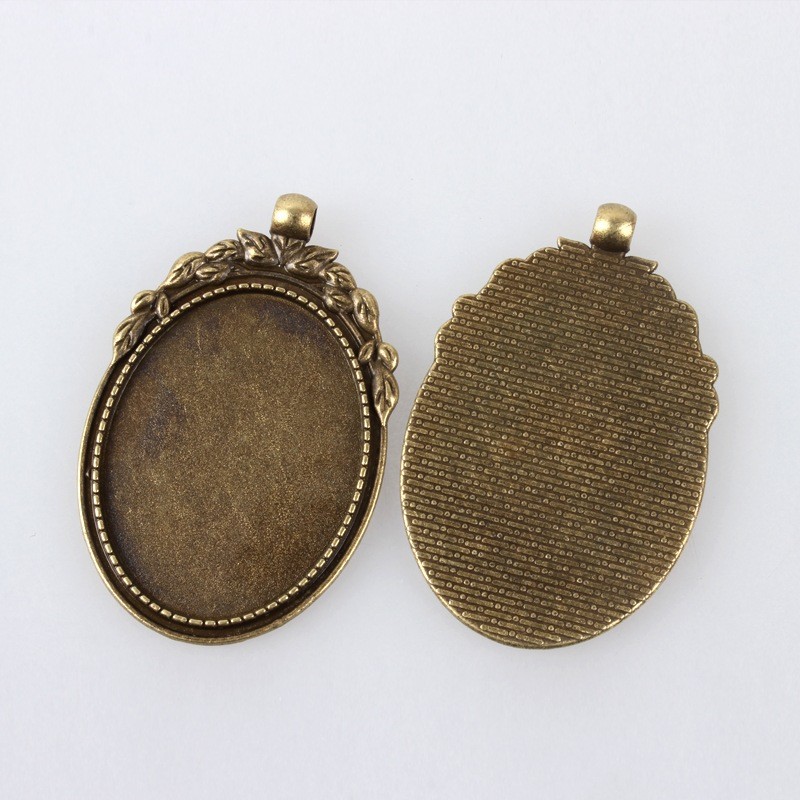 10pcs Antique Bronze DIY Pendant Cabochon Setting Bezels Blanks Oval ...