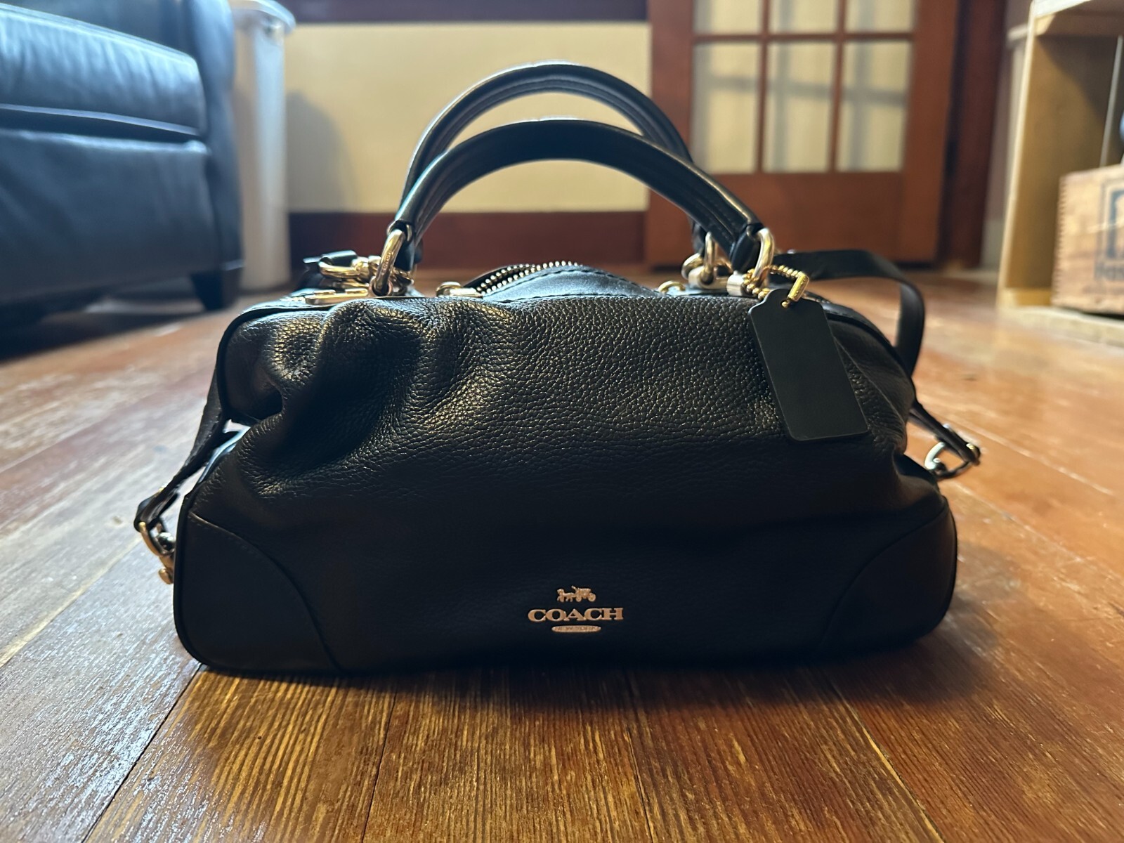 COACH NEW YORK Black Satchel Duffel Doctor Bag Gold Hardware 69621 ...