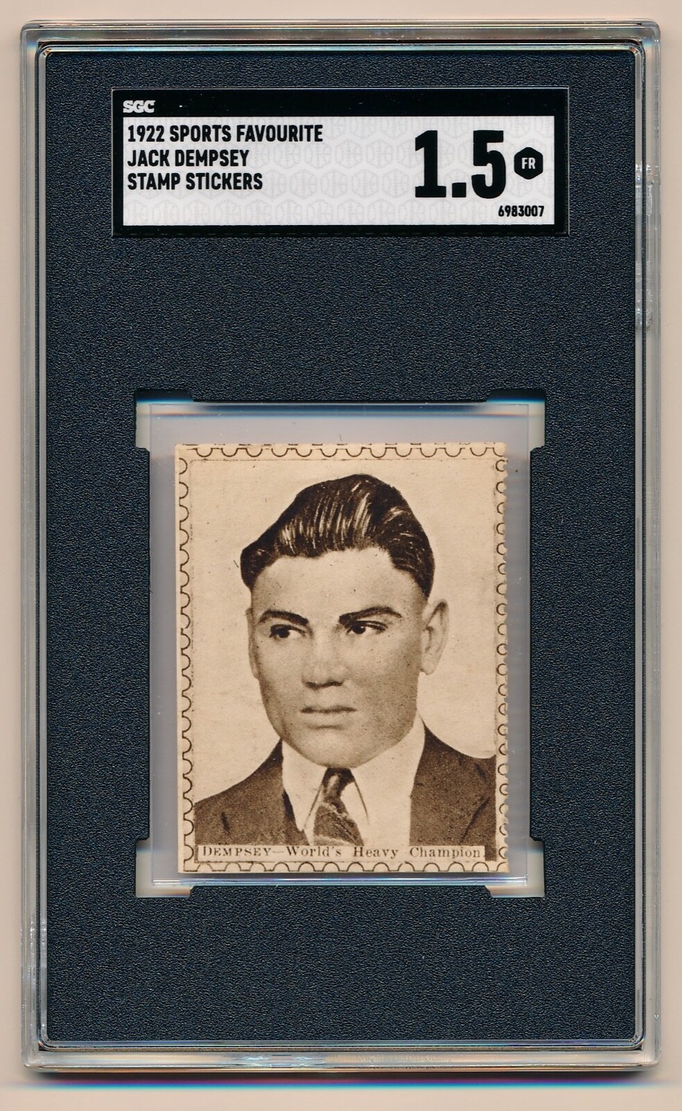 1922 Rarest JACK DEMPSEY RC HIGHEST GRADED Sports Favourite SGC 1.5 ...