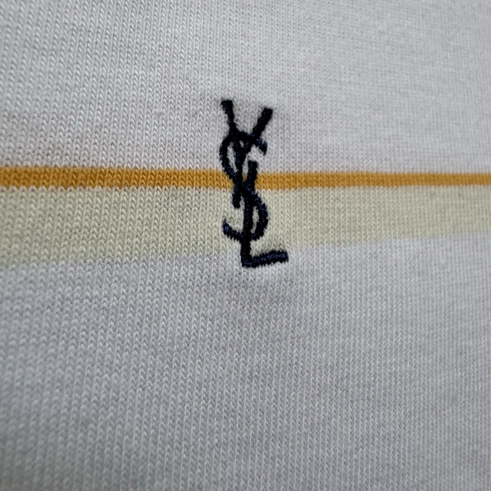 Yves Saint Laurent Striped Polo Shirt Mens 2XL XXL Vintage YSL | eBay UK