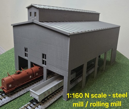 N Scale 160th Scalr Steel Rolling Mill Steel Mill Building Pull Through ...