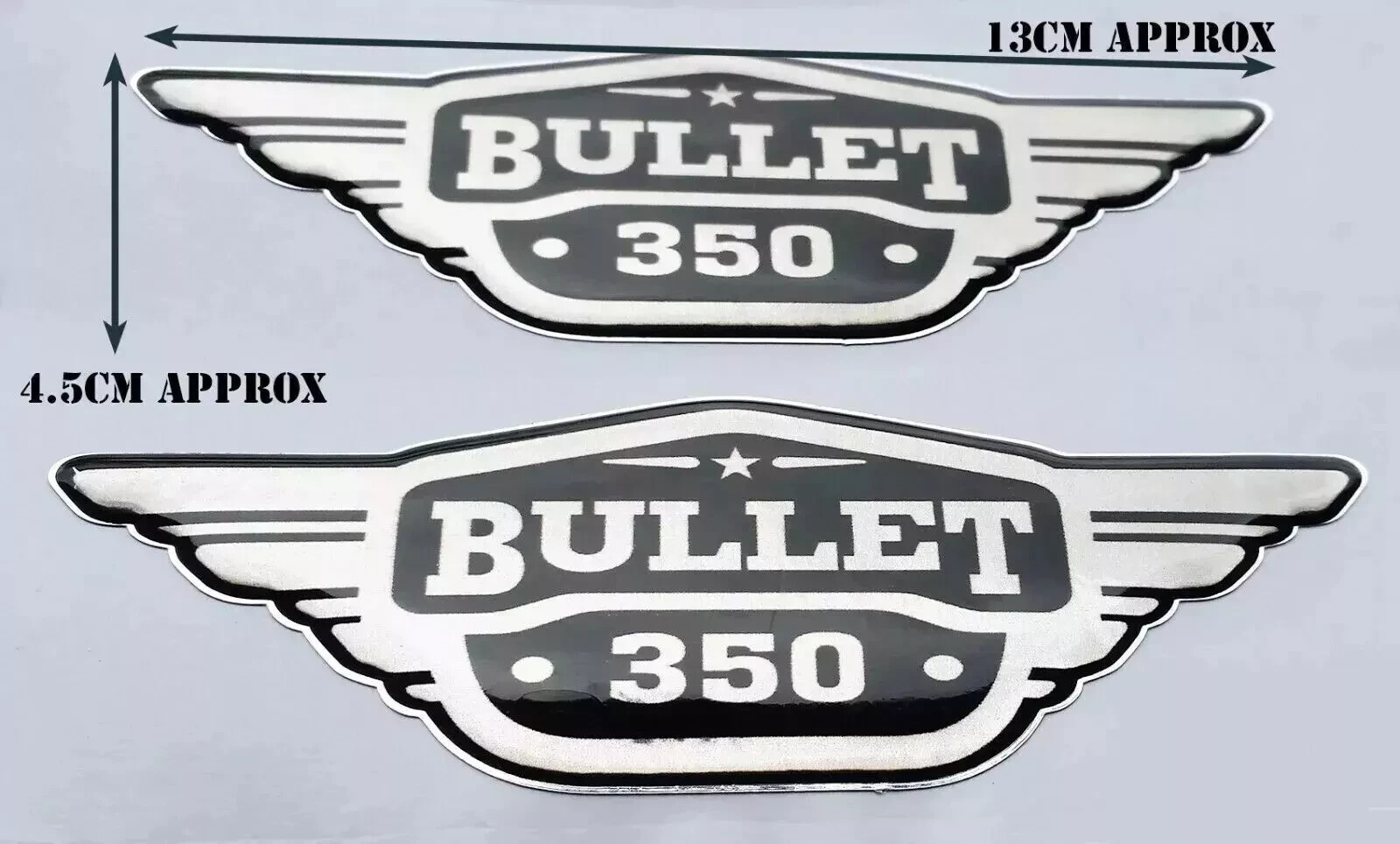 FOR Royal Enfield Bullet 350cc Silver Tool box 350 Decal Sticker Badge ...
