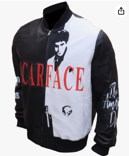 Al Pacino Movie Scarrface Jacket - Tony Montana Black Real Leather ...