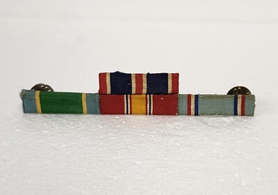 WW2 WWII USMC US Army Airforce Campaign 4 Ribbon Bar Pin Back Obsolete ...