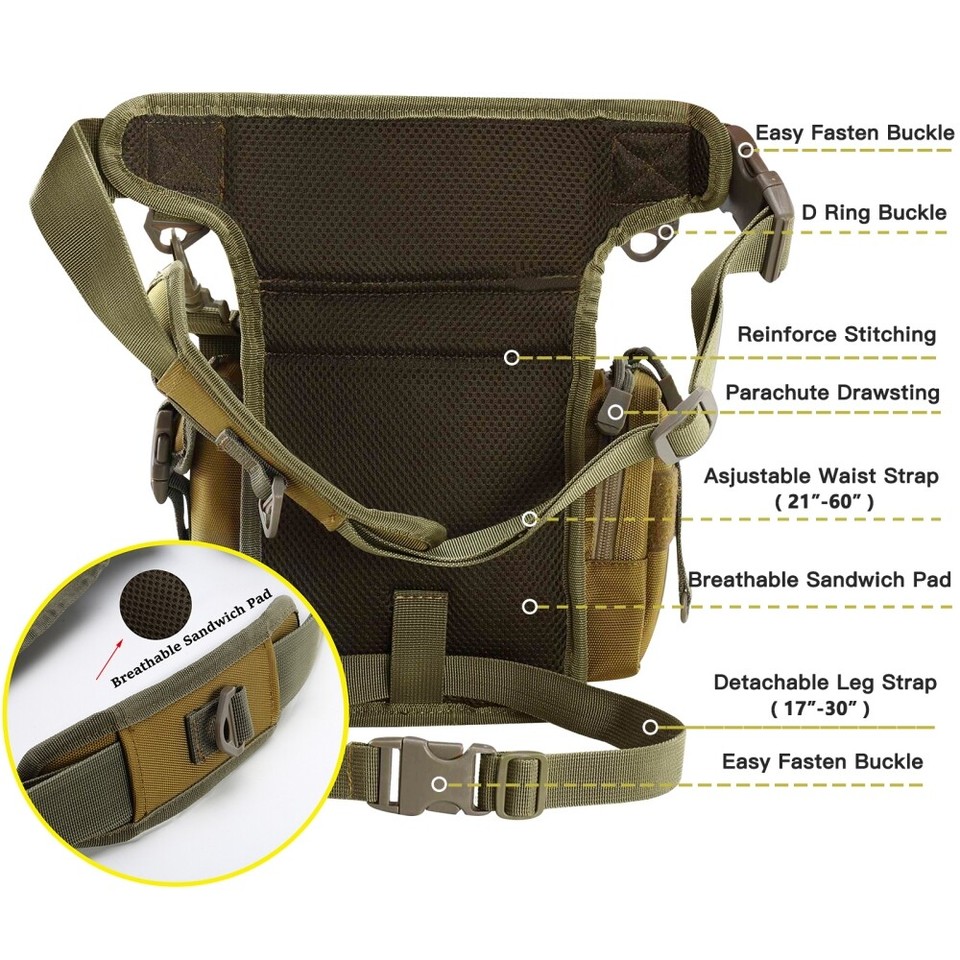 Military Tactical Drop Leg Bag Pack Pouch Waist Belt Motorcycle ...