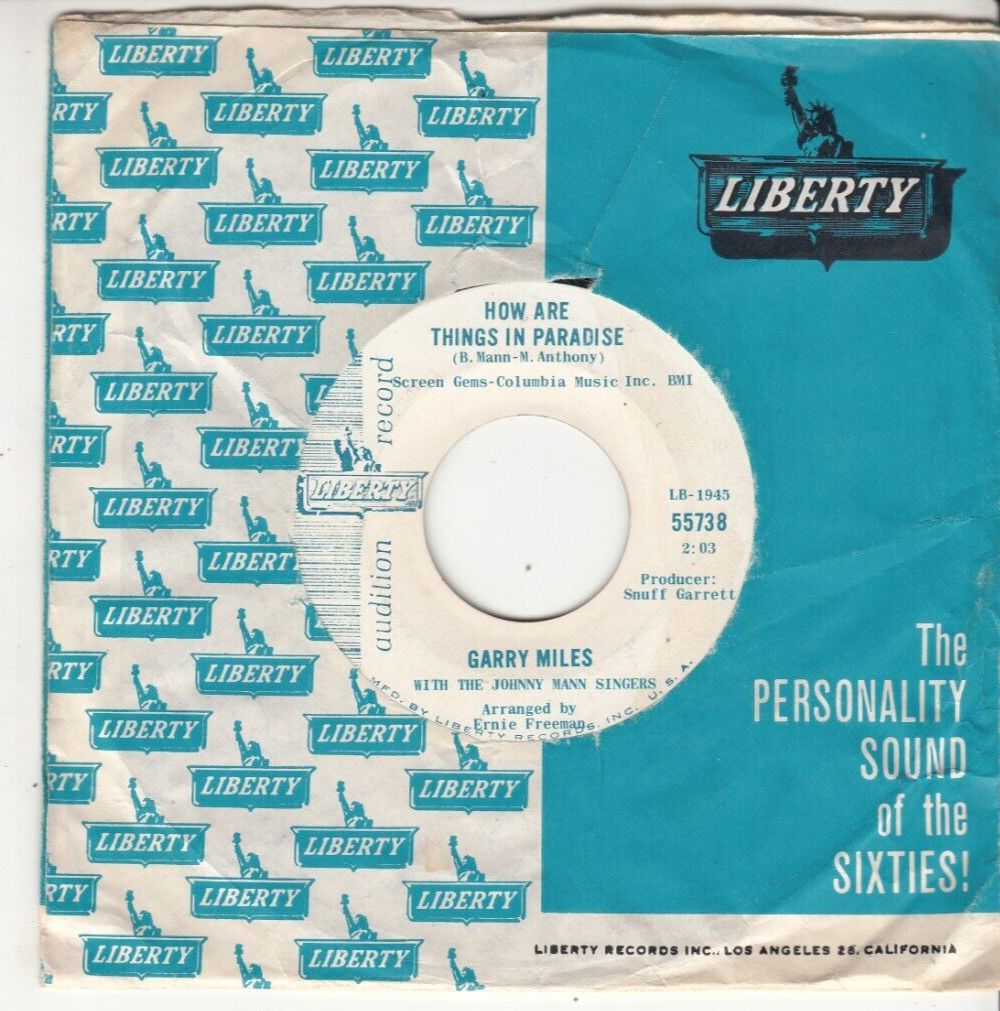 GARRY MILES - HOW ARE THINGS IN PARADISE - PROMO "AUDITION RECORD ...