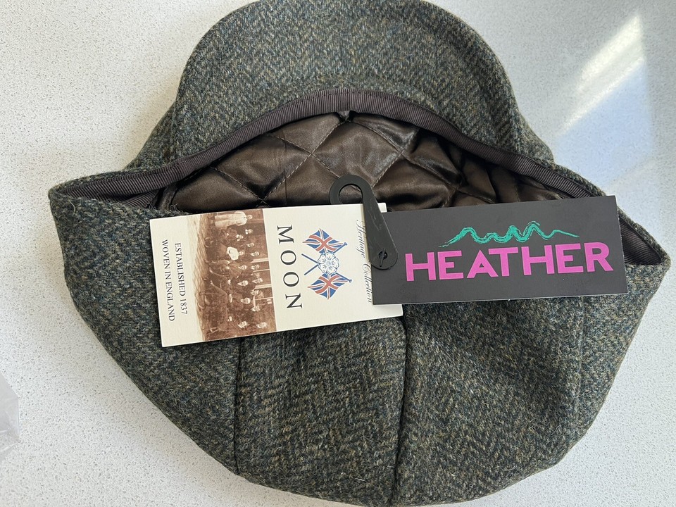 Moon British Tweed Heritage Collection Flat Cap Green Herringbone M 58 ...