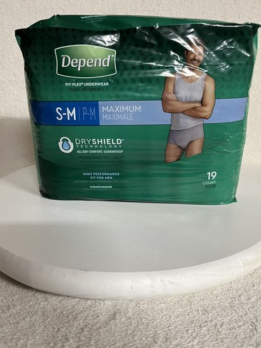Depend Fit-Flex Underwear for Men Incontinence Maximum Absorbency S-M ...