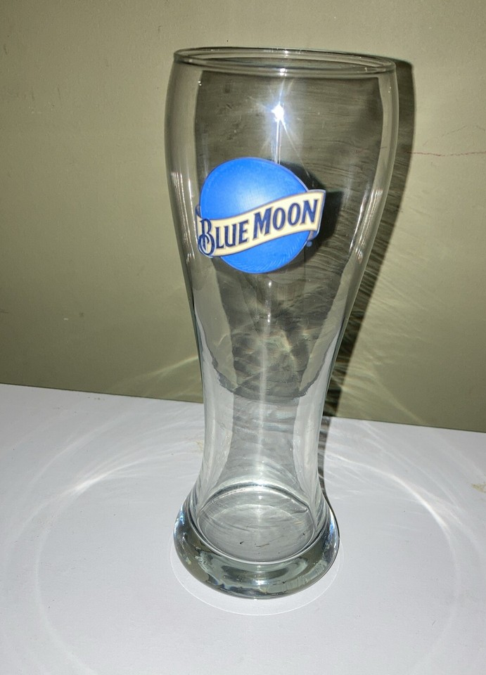 New Blue Moon Tall Pilsner Beer Glass 16oz Heavy Bottom Blue Moon Glass ...