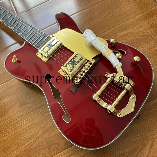 Red TELE Custom Electric Guitar Semi-Hollow Bigsby 2H Pickups Fixed ...