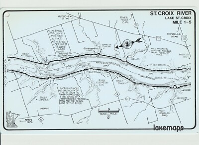 Vintage Lakemaps Waterproof Plastic Map -St. Croix River Lake St. Croix ...