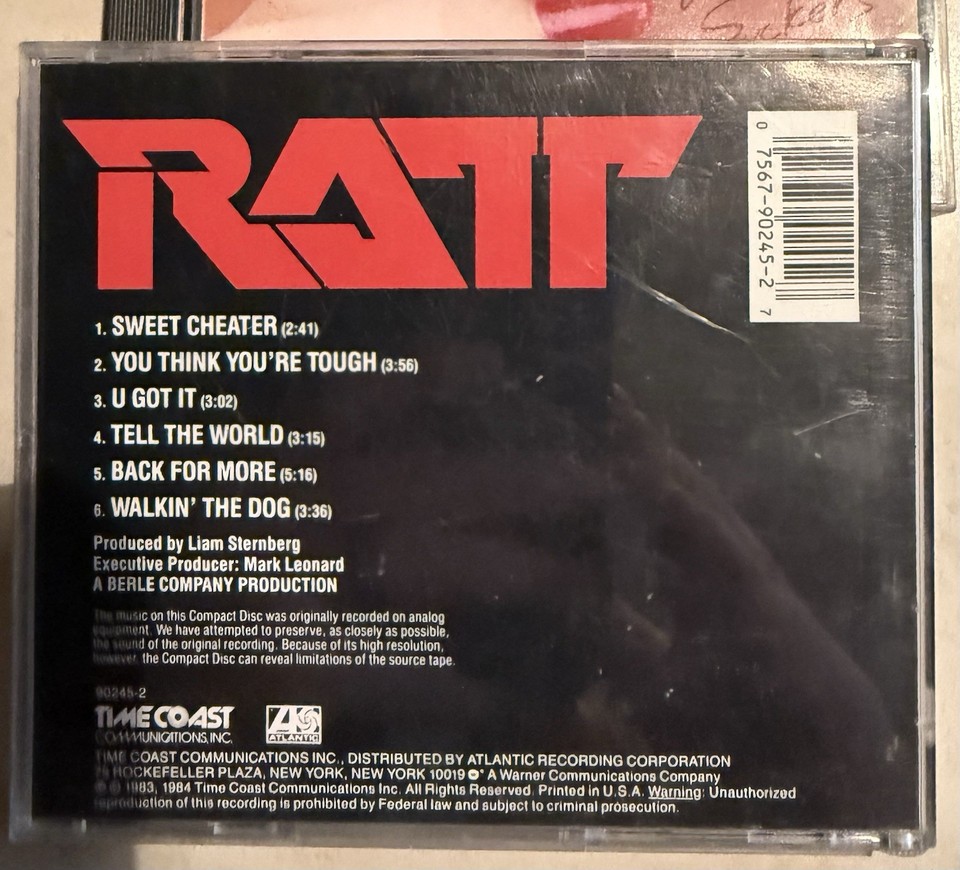 Ratt Self Titled EP CD 1984 Time Coast/Atlantic 90245-2 Tested OOP Rare ...