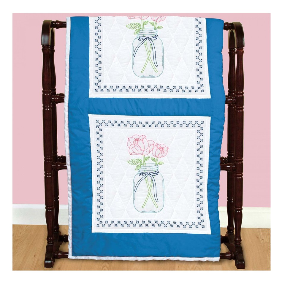 Jack Dempsey Needle Art Roses in Mason Jar 18 Inch Quilt Blocks | eBay