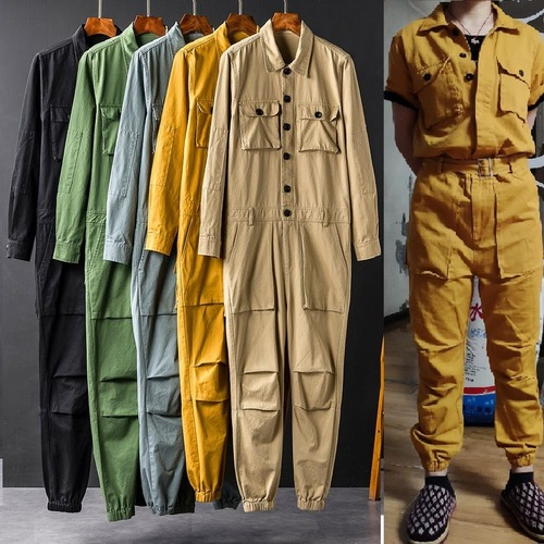 Men Cargo Overalls Punk Style Hip-hop Pockets Pants Loose Rompers Men ...