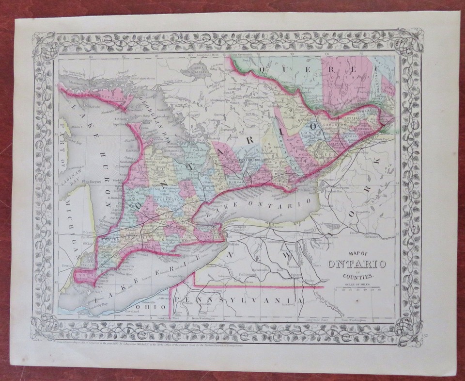 Great Lakes Erie Ontario Canada Toronto Ottawa Niagara Falls 1869 ...