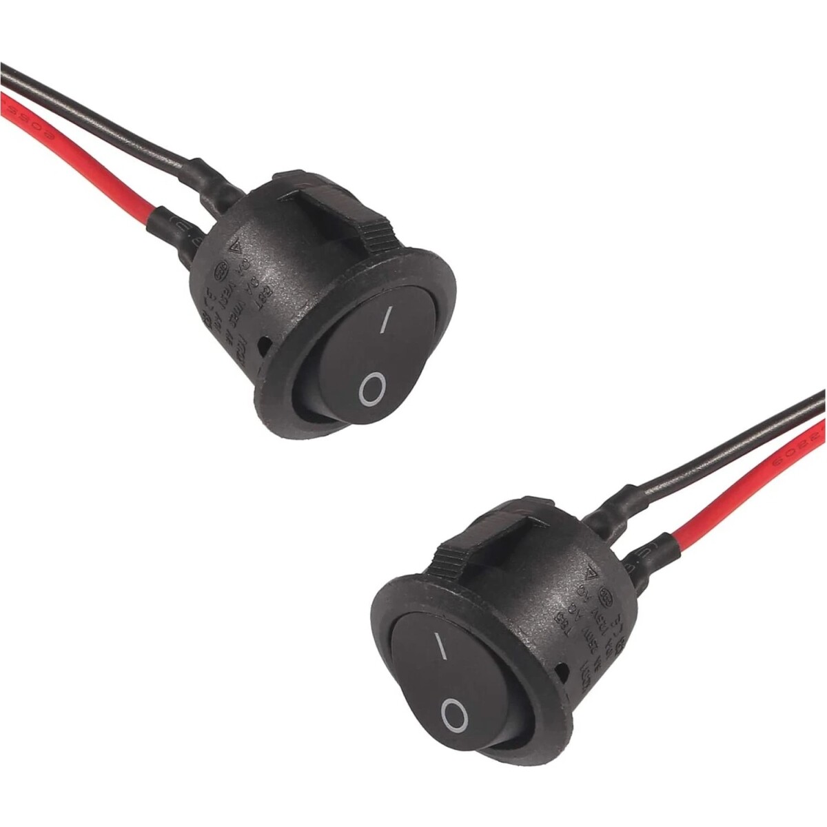 2x Black Round Circle Rocker Switches ON/OFF Wired Car/Truck DC 12V AC ...