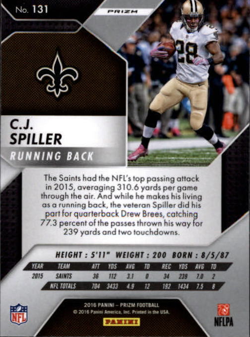 2016 Panini Prizm Prizms New Orleans Saints Football Card #131 C.J ...