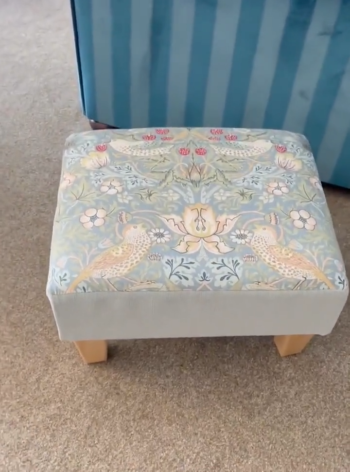 Footstool pouffe Stool GENUINE William Morris Lagom Slate Strawberry ...