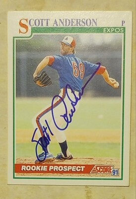 1991 Score #734 Scott Anderson (Montreal Expos) autographed baseball ...