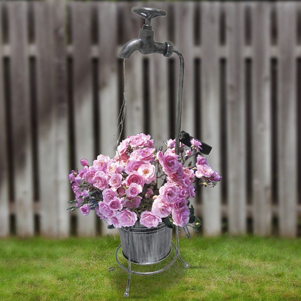 Lawn Lamp Solar Outdoor Metal Faucet Durable Light Statue For Courtyard ...