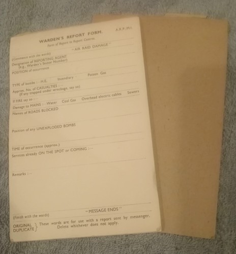 Original WWII Air Raid Warden`s Pad Of Report Forms, Unused. | eBay