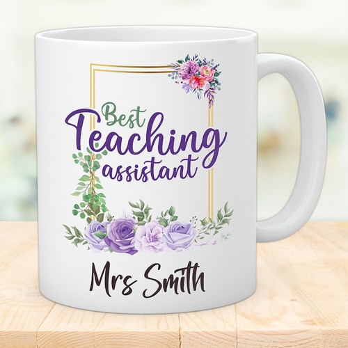 PERSONALISED Best Teaching Assistant Mug - Floral - School Teacher Gift ...