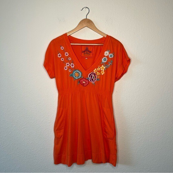 Johnny Was floral embroidered dress in orange size me… - Gem