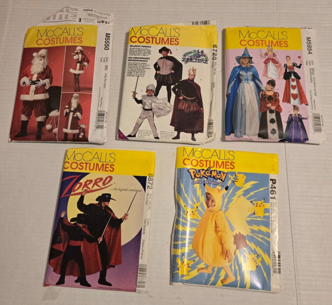 McCall's Costumes Sewing Pattern Lot of 15 Casper, Pokemon, Princess ...