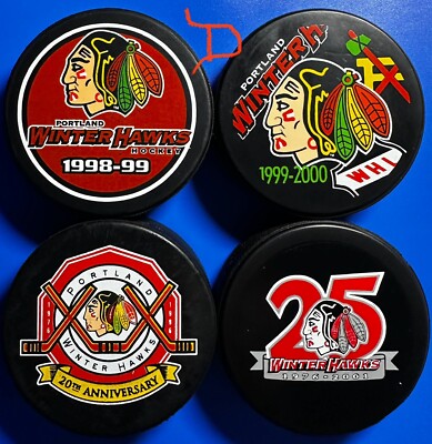 4-Vintage WHL Portland Winter Hawks Souvenir Pucks (1996-2001) | eBay