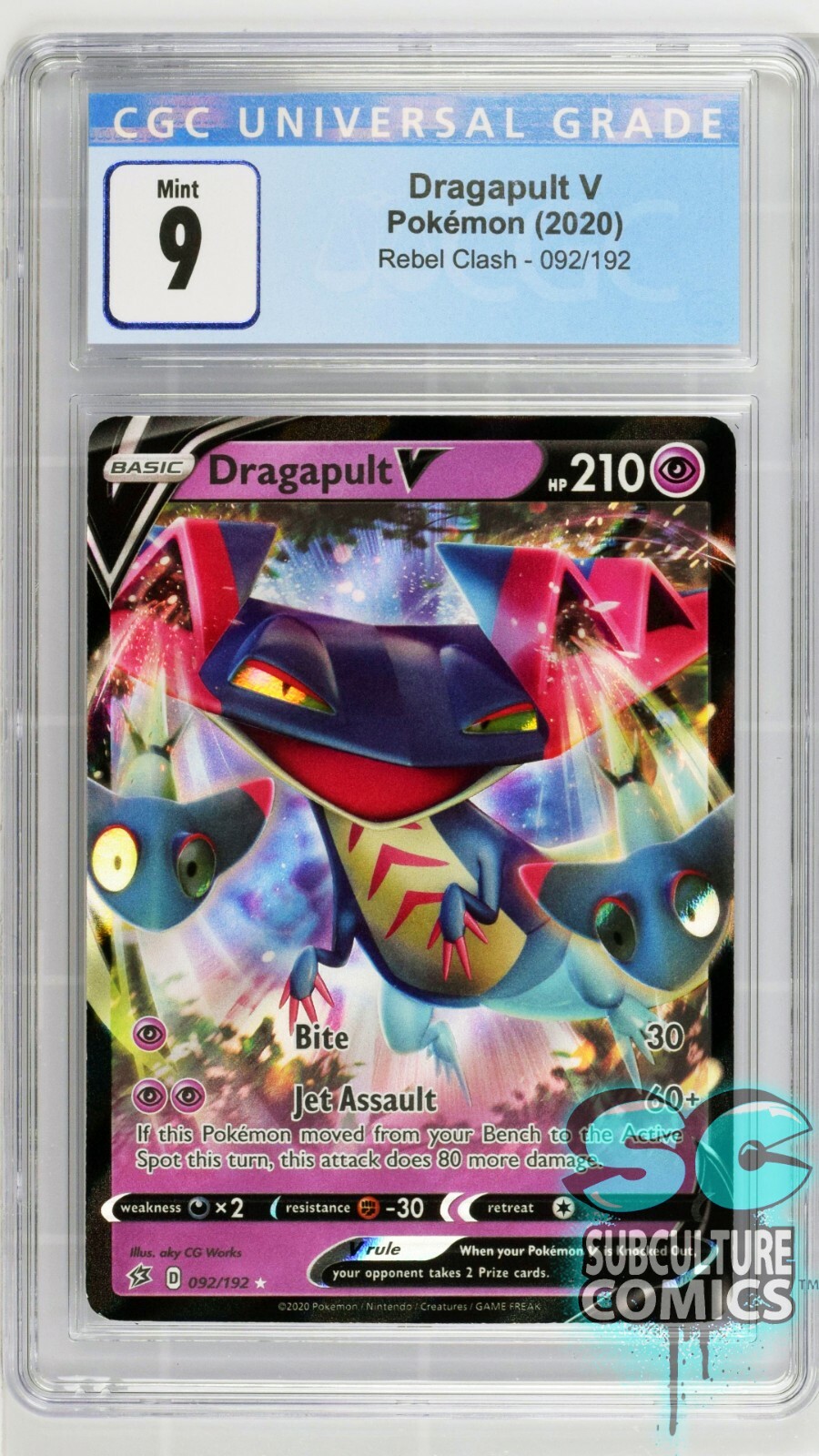 2020 POKEMON REBEL CLASH - DRAGAPULT V - FULL ART HOLO 092/192 - CGC 9. ...