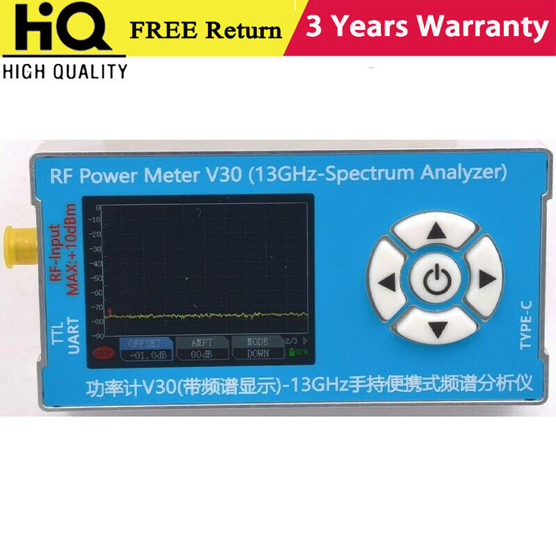 V30 RF Power Meter USB Type-C w/ Spectrum Display 5MHz-13GHz Spectrum ...