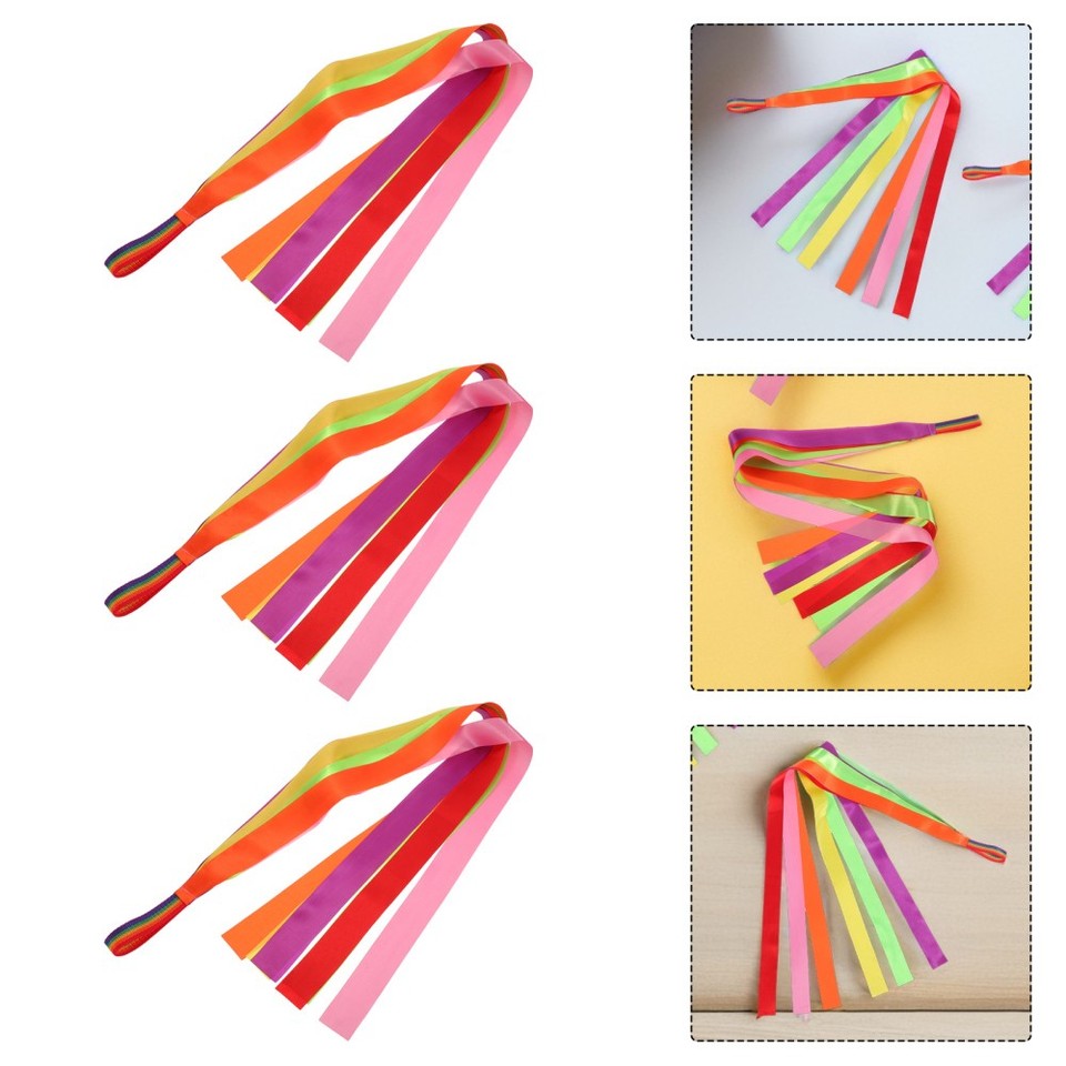 6pcs Rhythm Ribbon Streamers Rainbow Dance Ribbons Rainbow Streamers ...