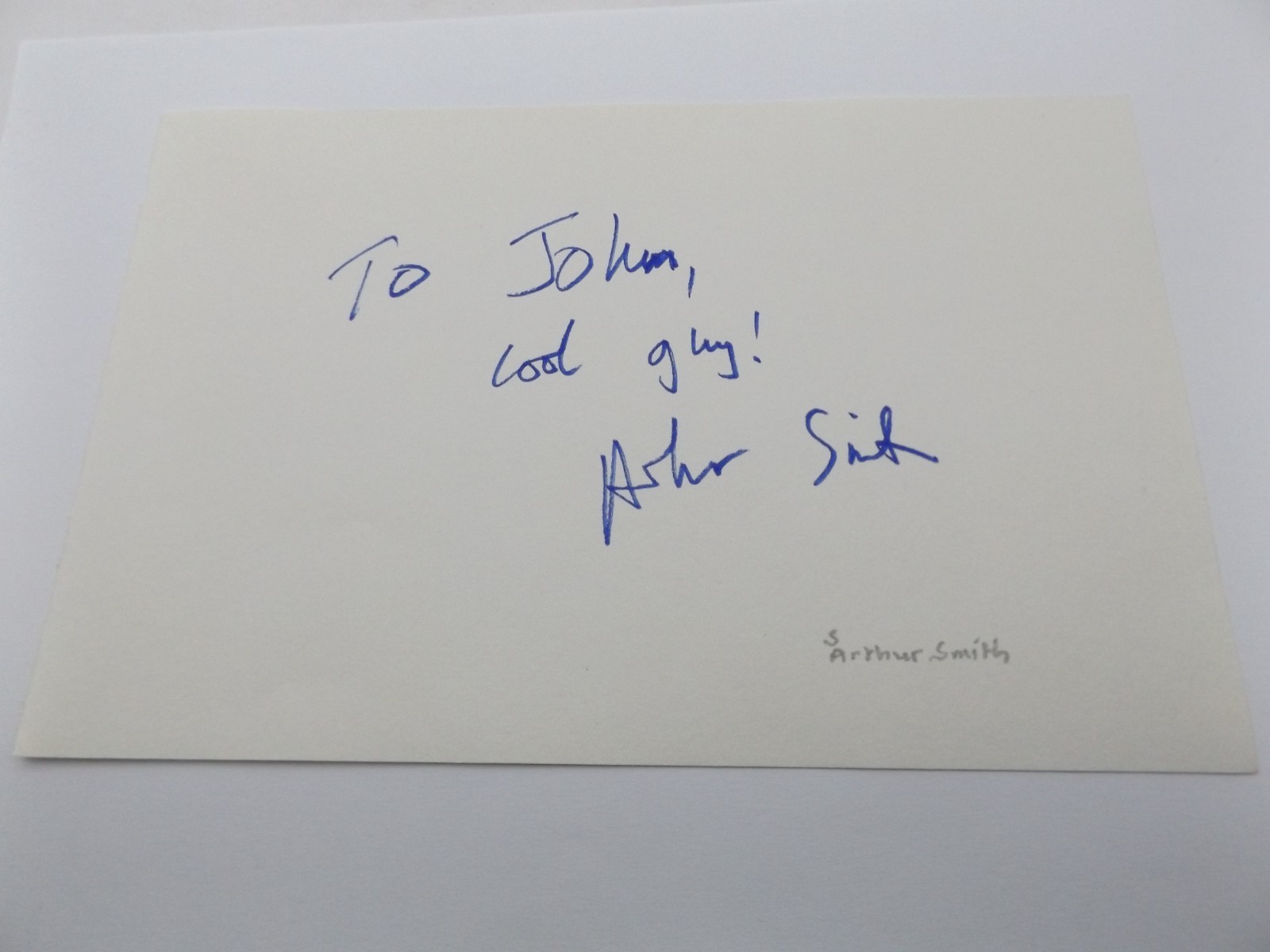8" x 5.5" AUTOGRAPH BOOK PAGE SIGNED BY ARTHUR SMITH - TV COMEDIAN ...