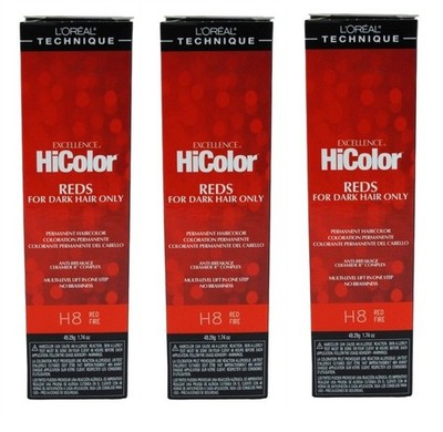 BL Loreal Excel Hicolor H08 Tube Red Fire 1.74oz X 3 Packs | eBay