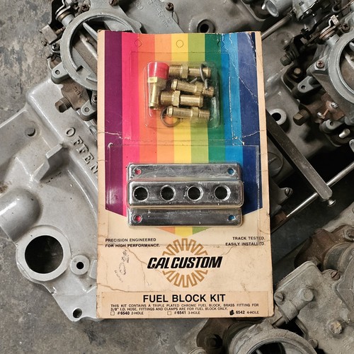 4 Port FUEL BLOCK Vintage NOS Cal Custom Hot Rod four carb 4x2 Drag ...