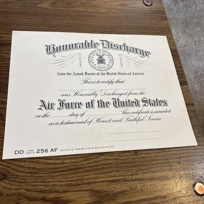 Airforce Honorable Discharge Form DD 256 AF, May 1950 Blank Unused | eBay