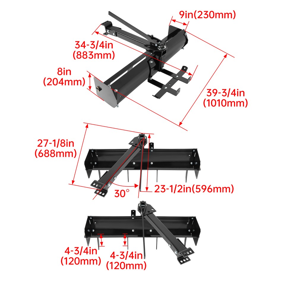 38" Tow Behind Box Scraper Blade W/Adjustable Grip For Lawn Garden ...