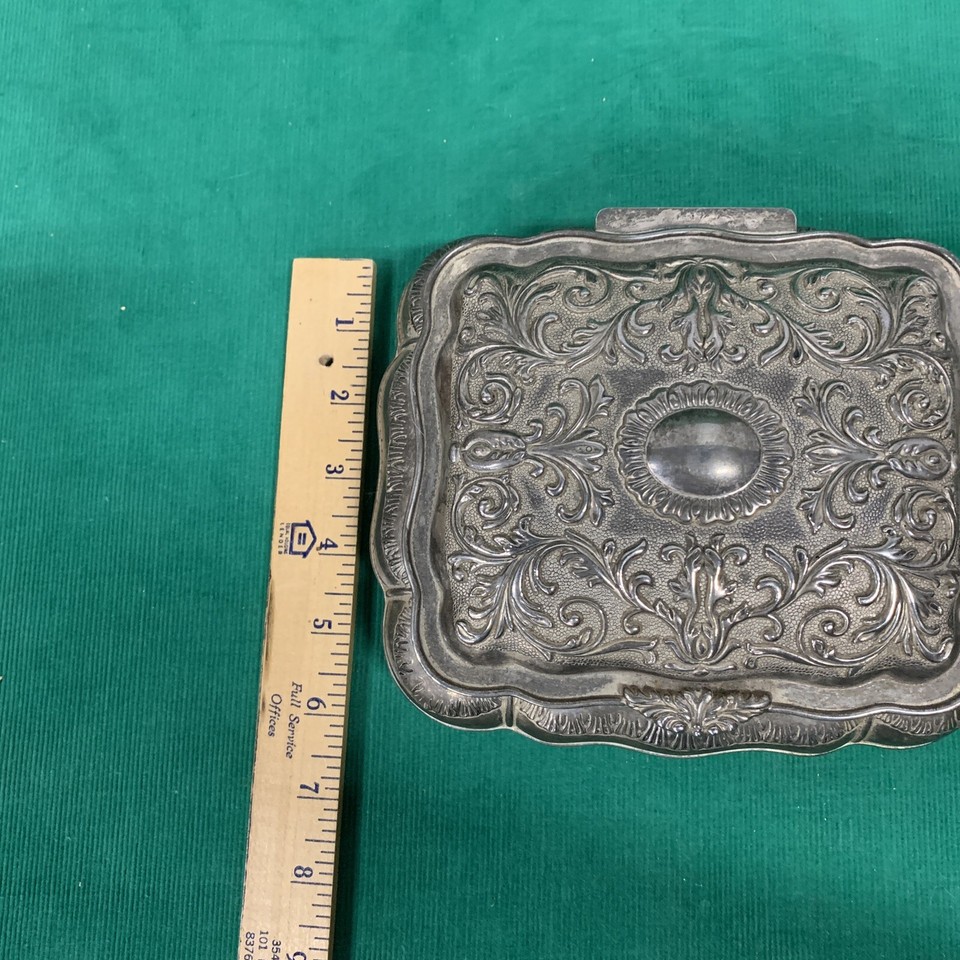 Godinger Trinket Jewelry Box Silver Plate Red Velvet Lining Vintage ...