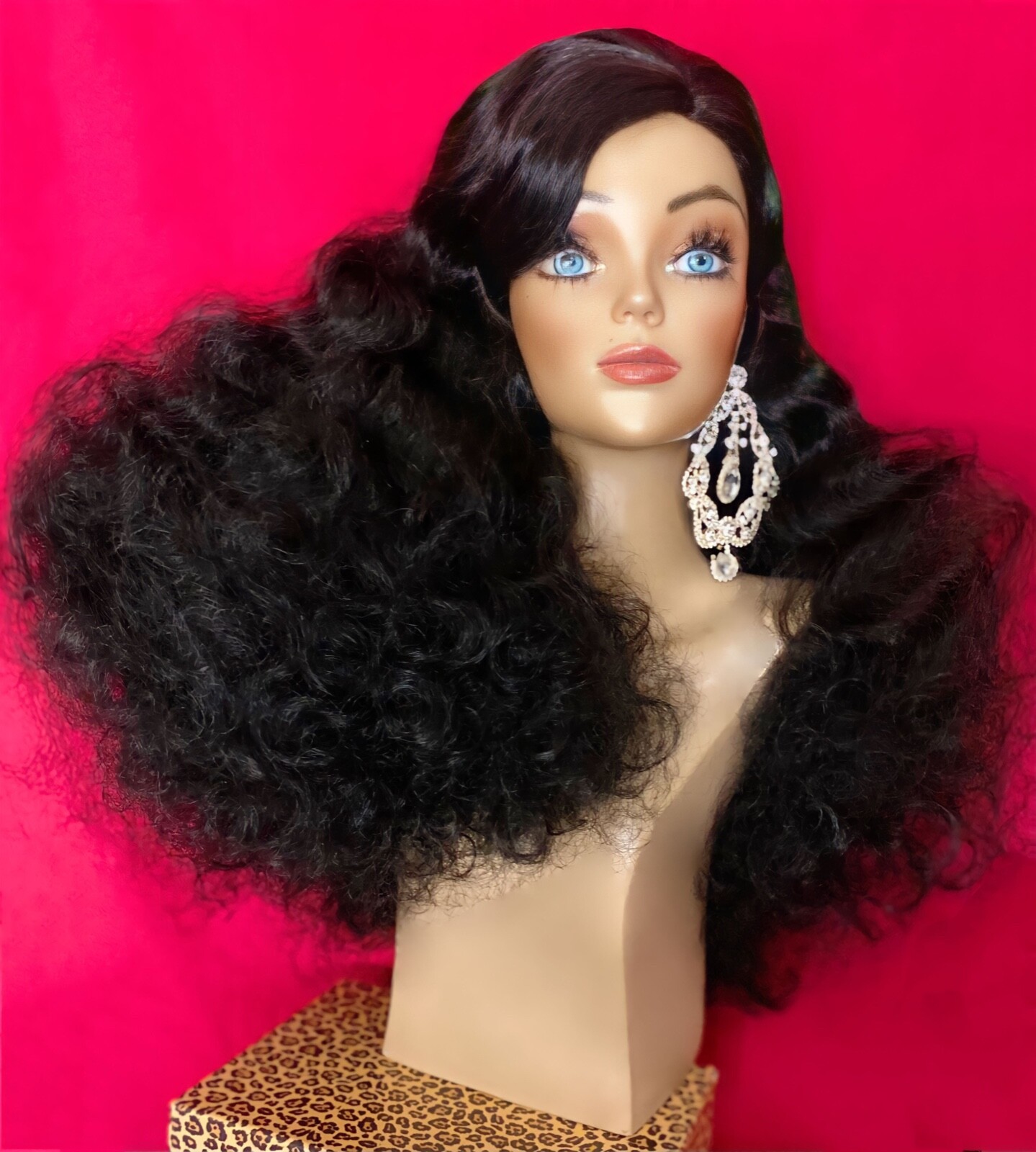70 FLUFFY DISCO CURLS Custom Lace Front Wig Curly Wavy Pinup Drag Queen ...