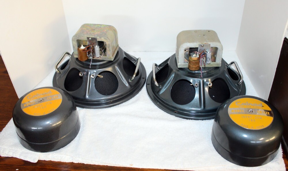 Pair Calrad CR-12x Coaxial 16 Ohm Woofers from Brazilian Wood Cabinets ...