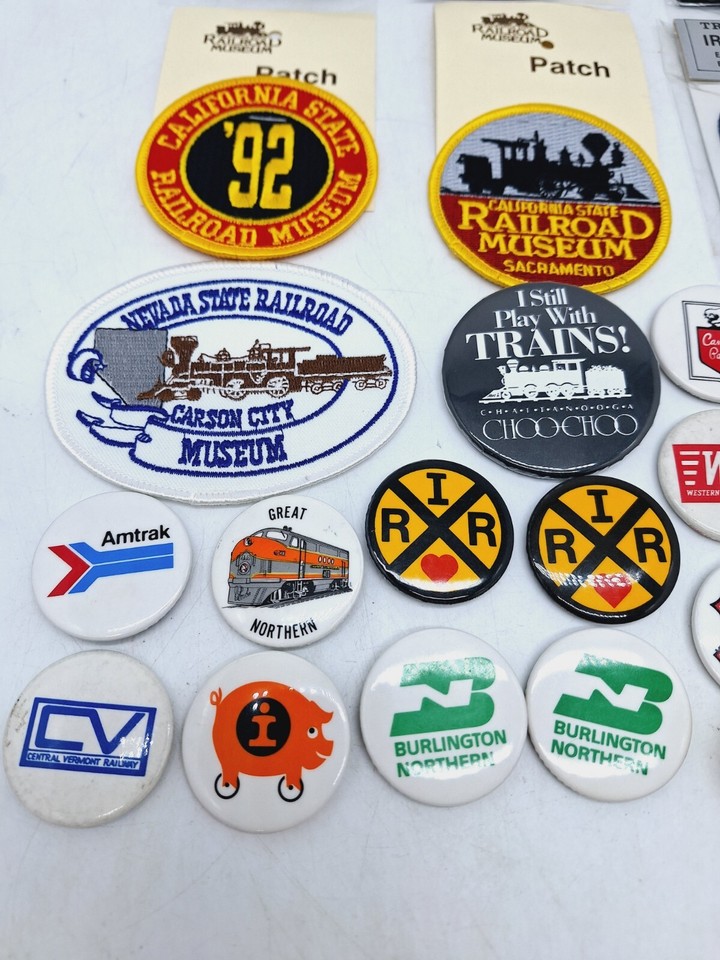 Lot of 32 Railroad Train Buttons Magnets Patches Southern Pacific CSX ...
