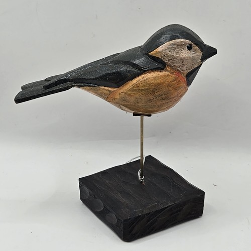 Big Sky Carvers Small Wooden Chickadee Sculpture Goldfinch Bird on wood ...