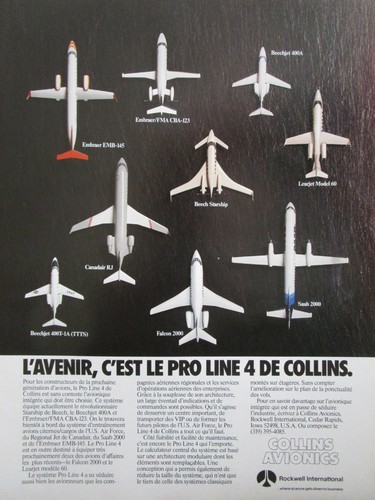 4/92 PUB ROCKWELL COLLINS AVIONICS COLLINS PRO LINE 4 BIZJET ORIGINAL ...