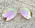 Large GOLD Reflective Flash Mirror Fashion Big Women Aviator Sunglasses ...