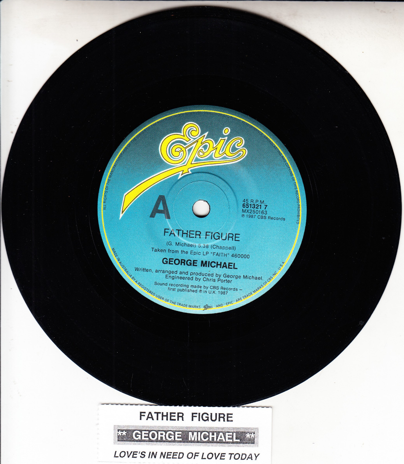 GEORGE MICHAEL Father Figure 7" 45 rpm vinyl record + juke box title ...