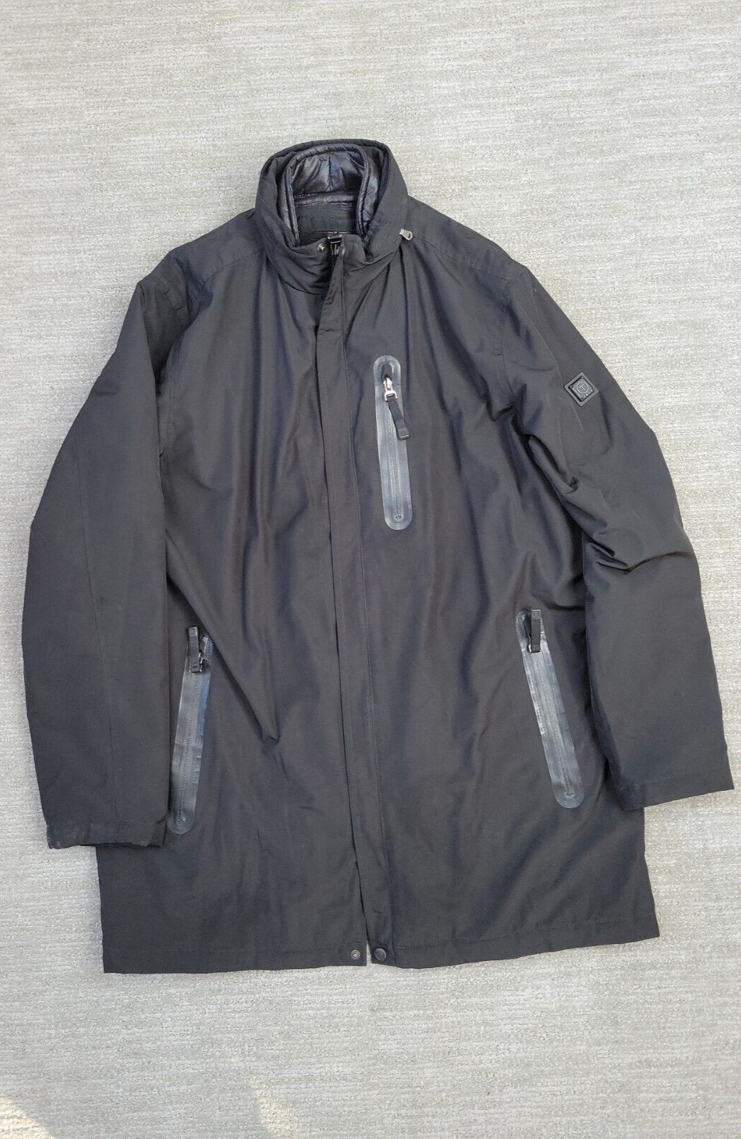 TUMI T-TECH Jacket Mens Large Black Rain Coat Hidden … - Gem