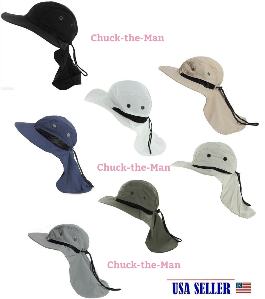 Neck Flap Boonie Hat Fishing Hiking Safari Outdoor Sun Brim Bucket Bush ...