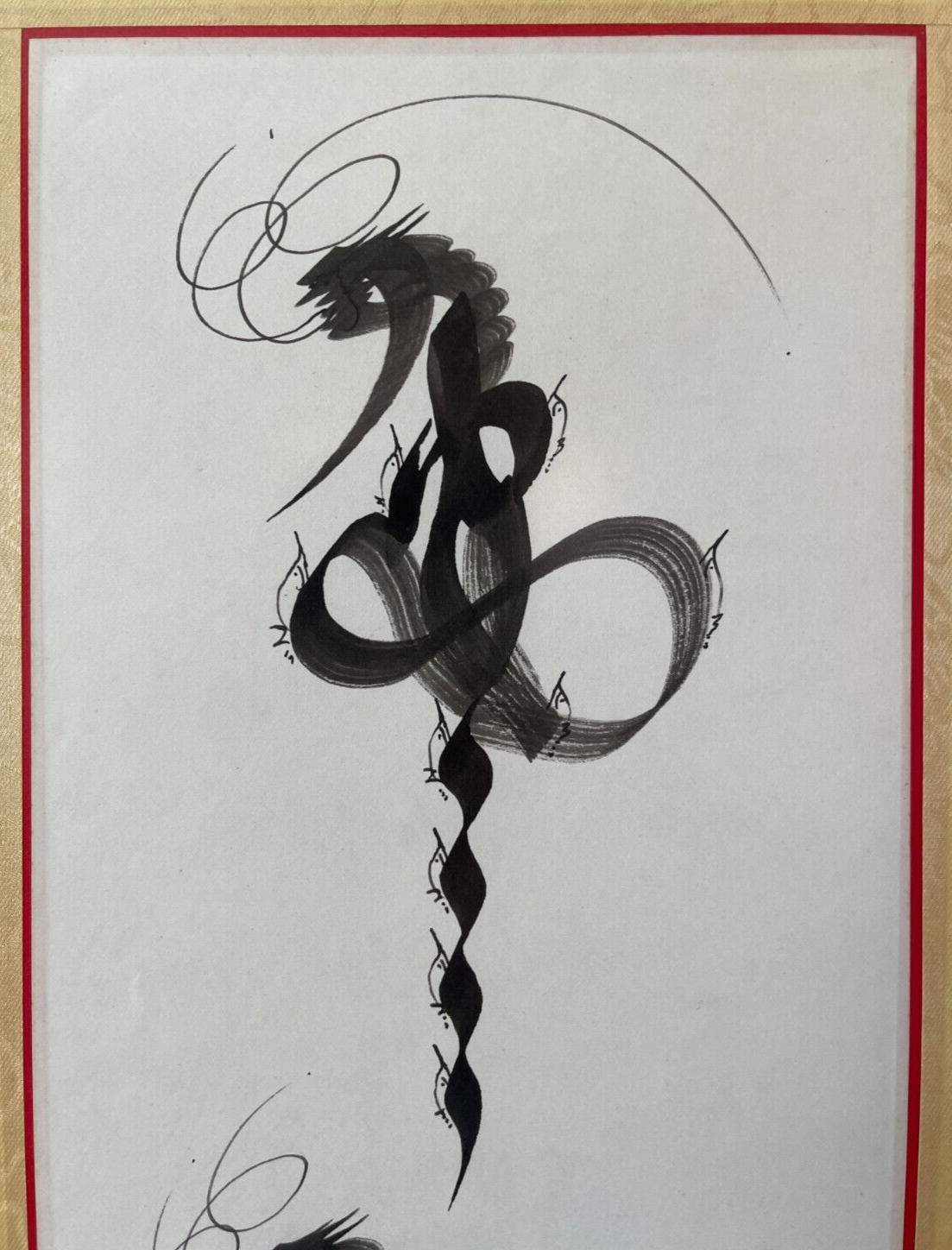 Vintage Chinese Ink Silk Scroll Dragon & Phoenix Calligraphy Prints LAI ...