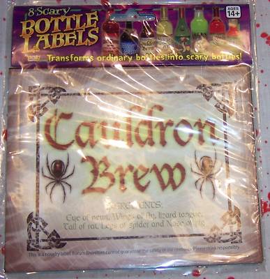 8 Spooky Scary Bottle Labels Wine Bottles Halloween Decoration Party ...